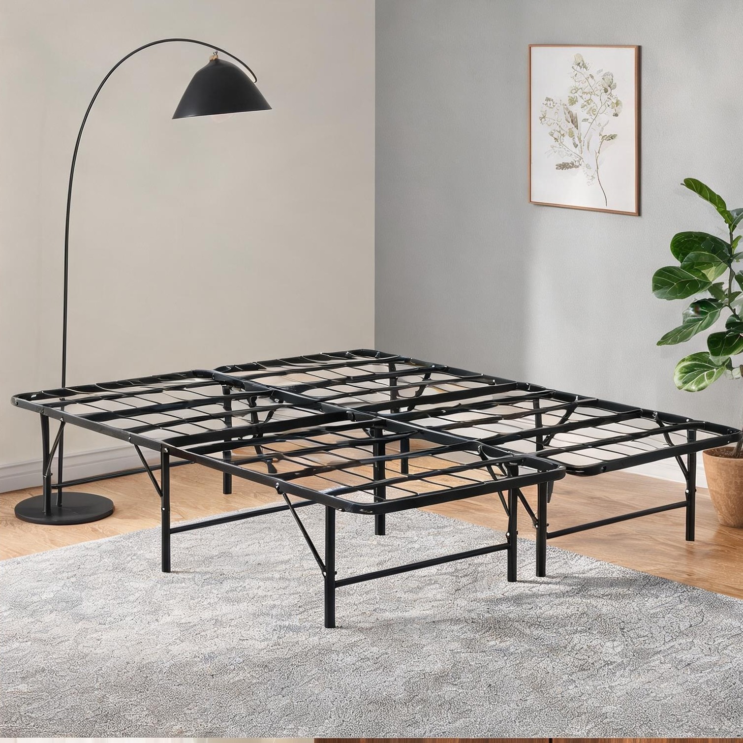 chillscreamni King black-toned steel bed frame with under-bed clearance ...