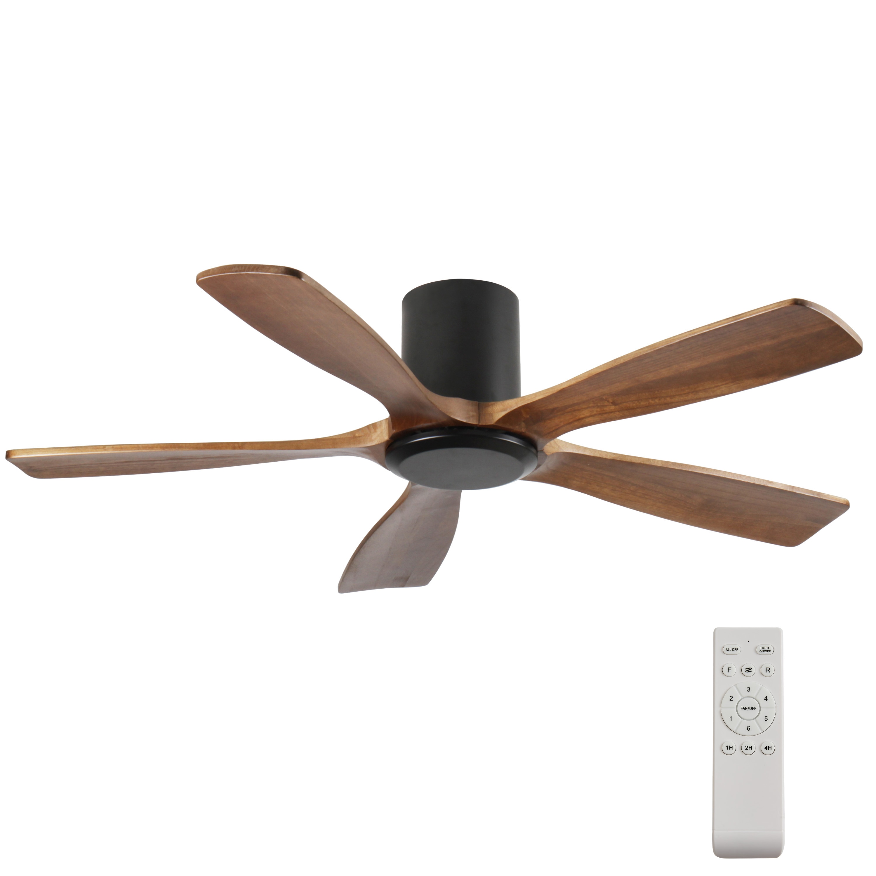 OKKIFANN 60 Inch Ceiling Fan Without Light Solid Wood Blades Flush ...