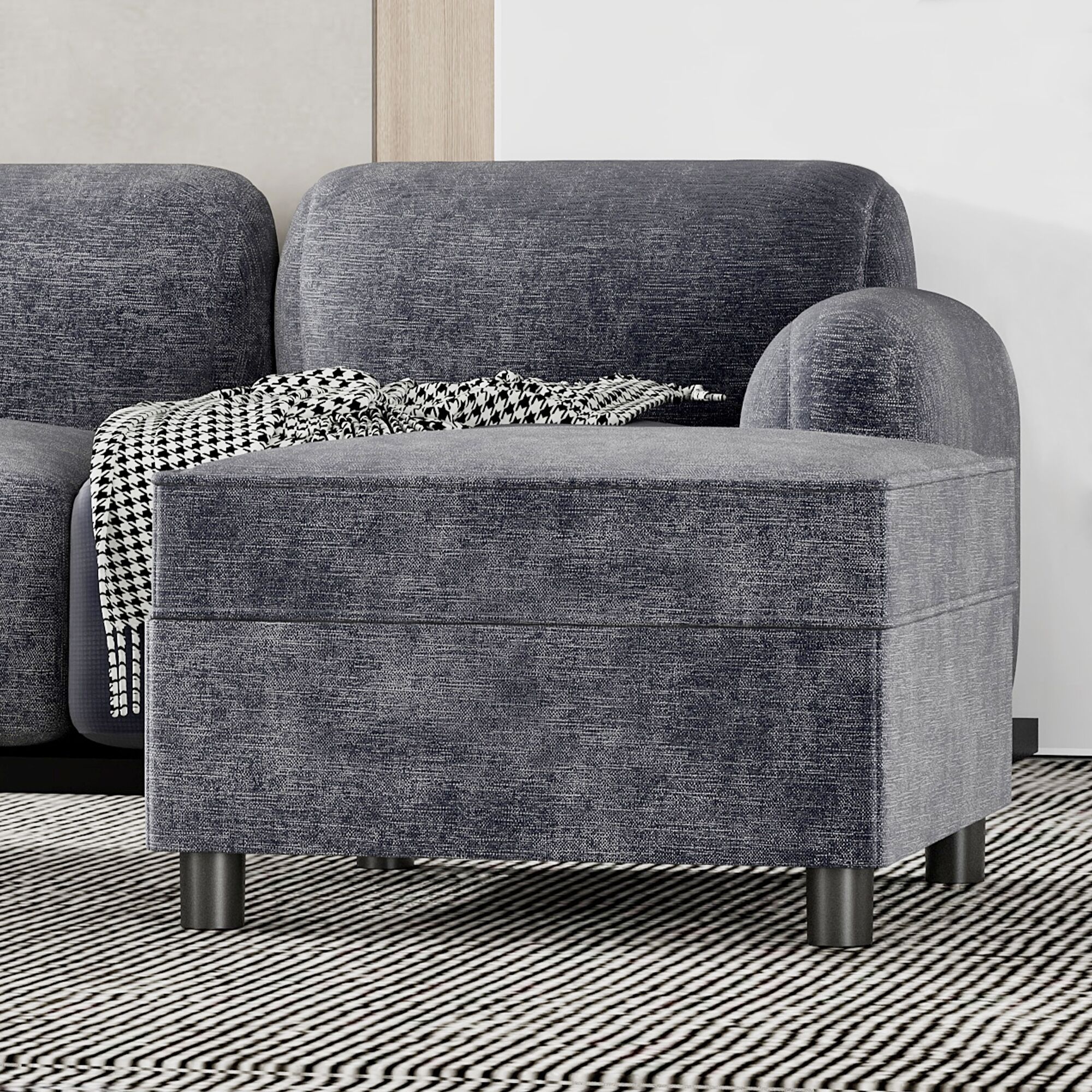 GarveeLife Storage Ottoman Chenille Foot Stool Ottomans Footrest Step ...