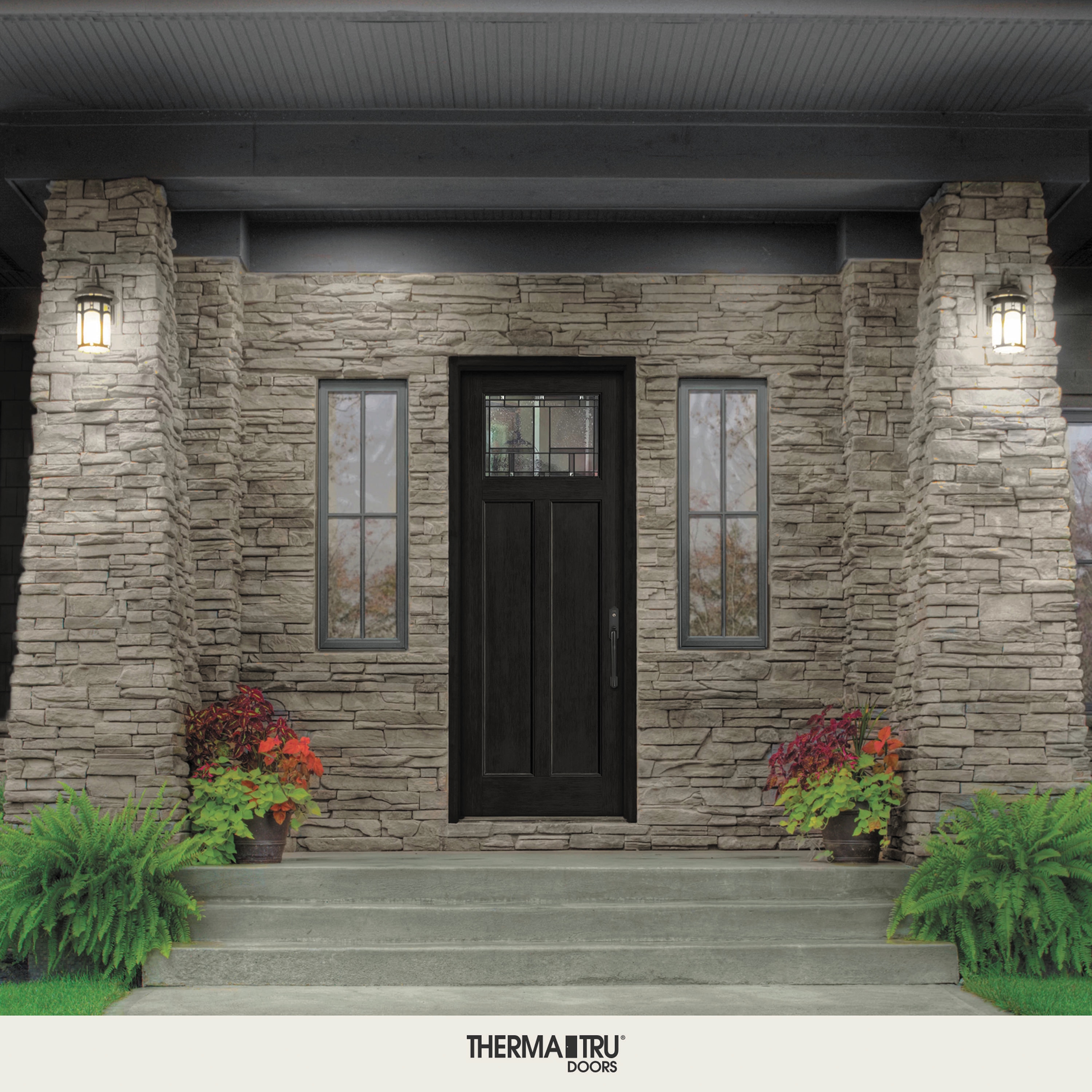 Therma-Tru HOMEWARD 36-in x 96-in x 6-9/16-in Fiberglass 1/4 lite Right ...