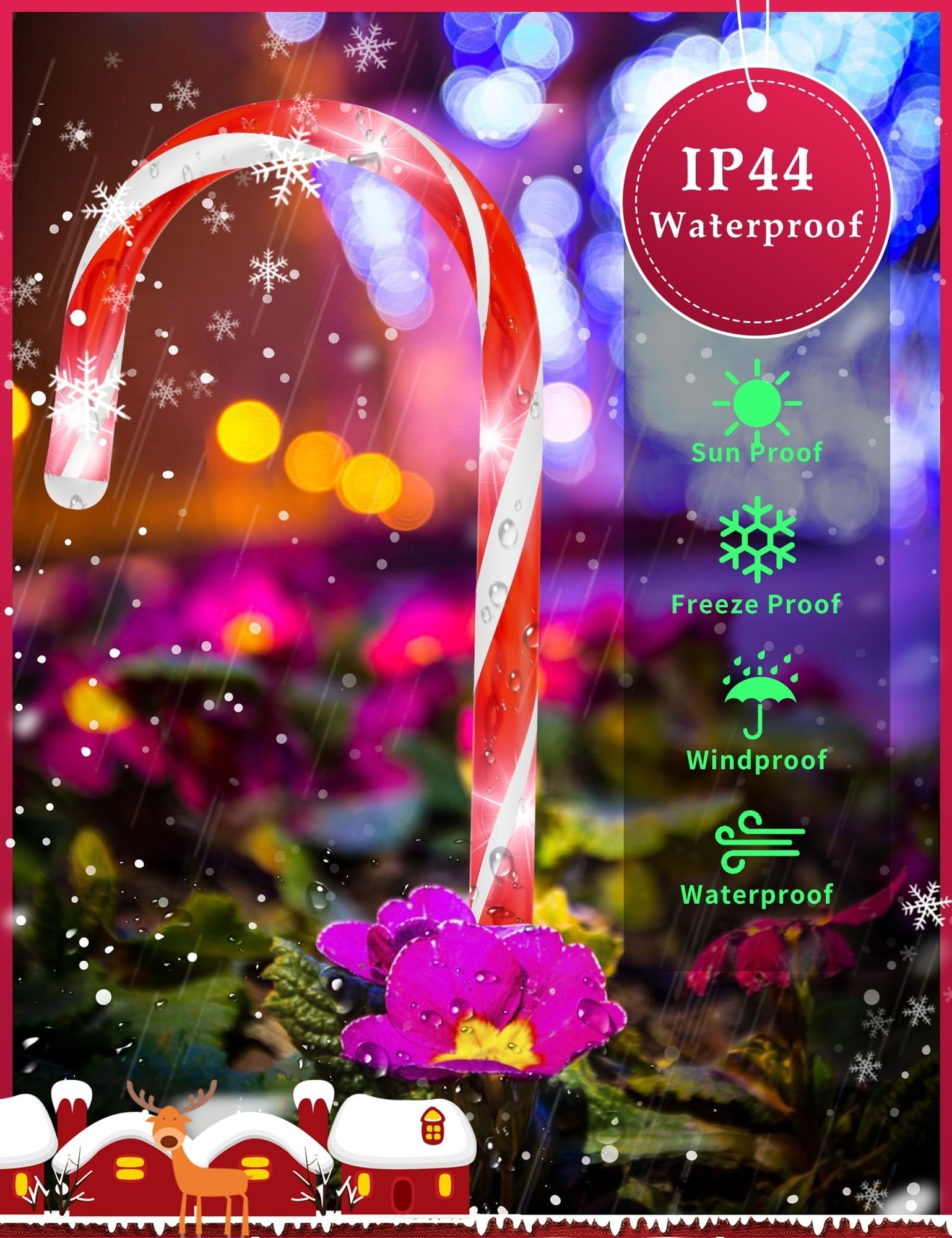 AOIZGMY Christmas Candy Cane Pathway Markers Lights Outdoor Yard ...