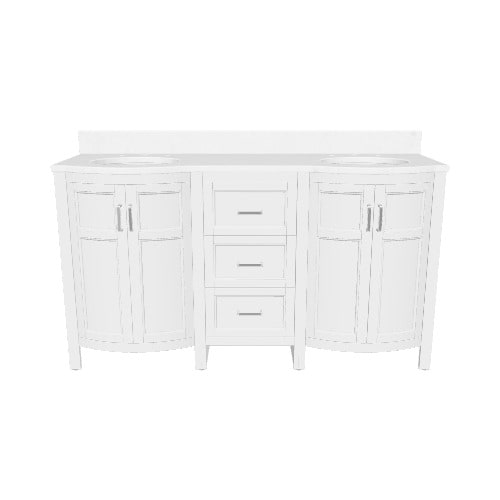 allen + roth Moravia 60-in White Undermount Double Sink Bathroom Vanity ...