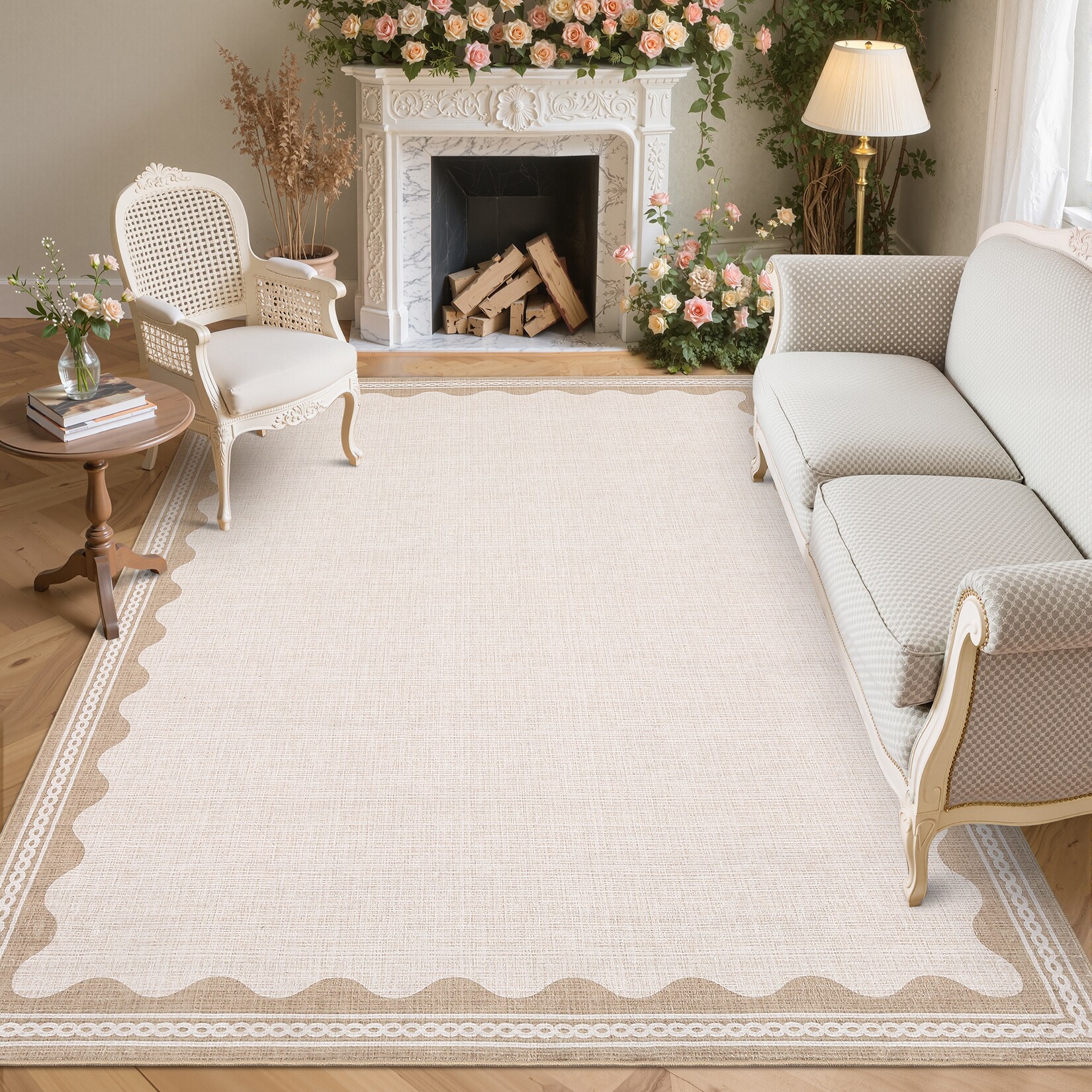 Garvee 8 x 10 ft Beige Rectangular Indoor Bedroom Living Room Dining ...