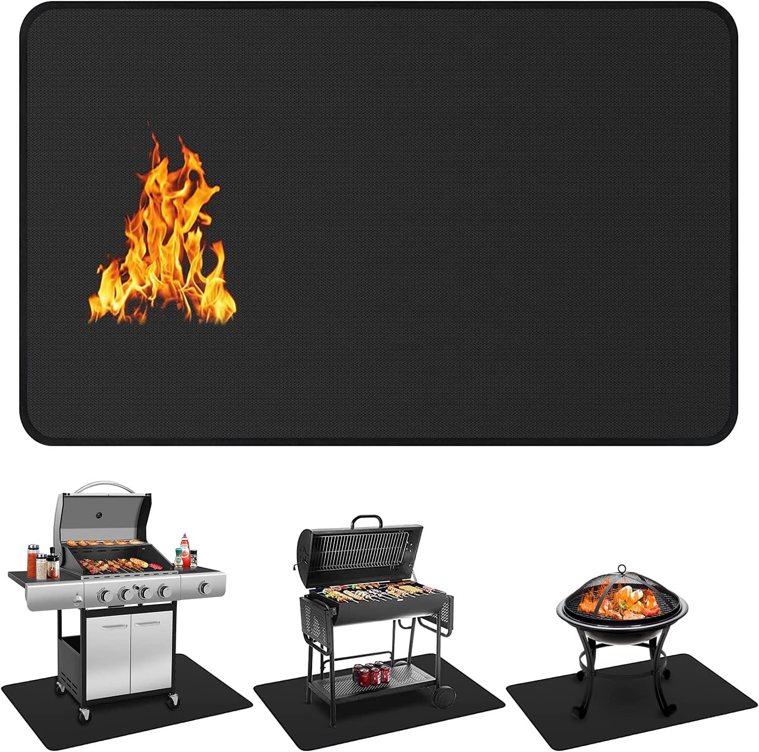 Protebox Under Grill Mats for Outdoor Grill Double Sided Fireproof Deck ...