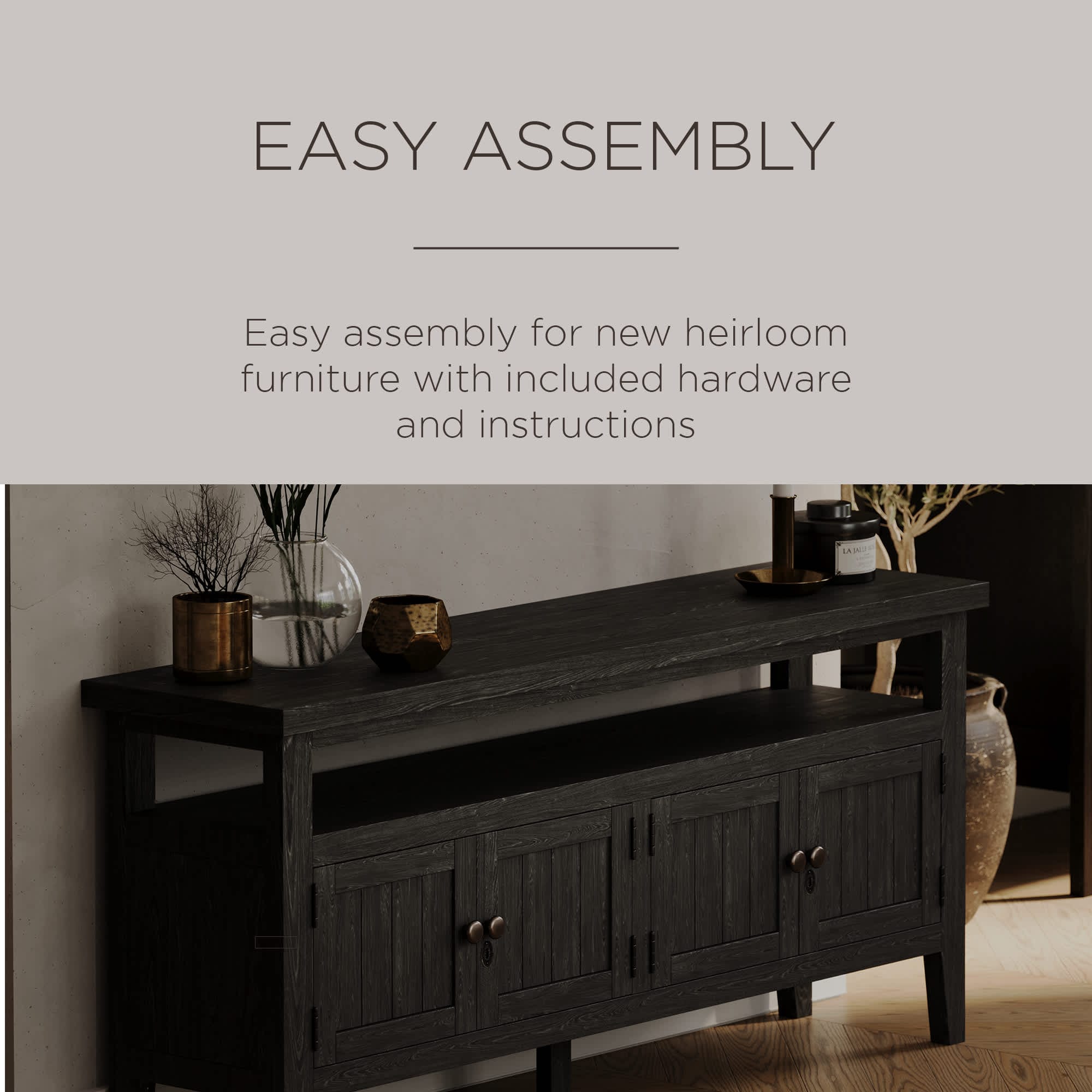 Maven Lane Turner Wooden Media Unit in Antiqued Black Finish in the ...