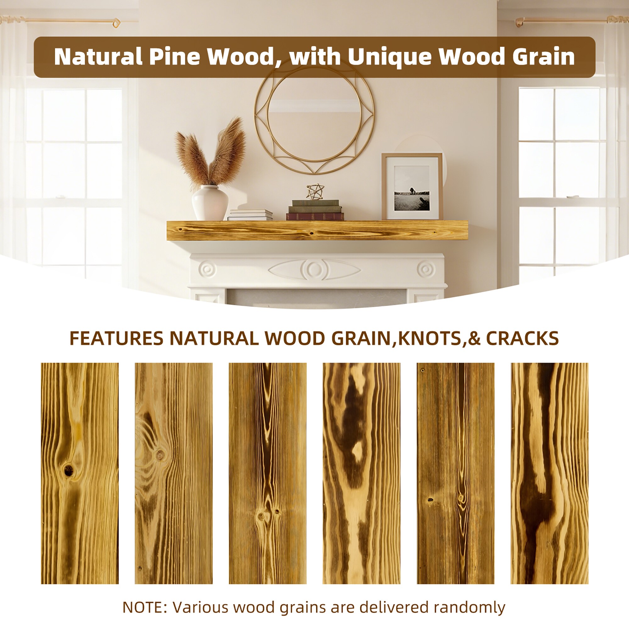 Fun Orange 60-in W x 5-in H x 8-in D Natural Wood and Caramel Finished ...