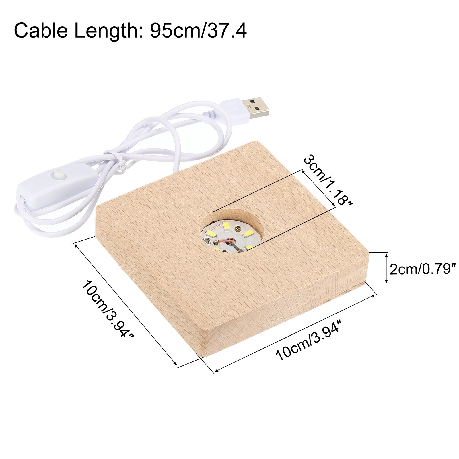 Unique Bargains LED Wooden Ball Stand Holder Display Base 10x10x2cm ...