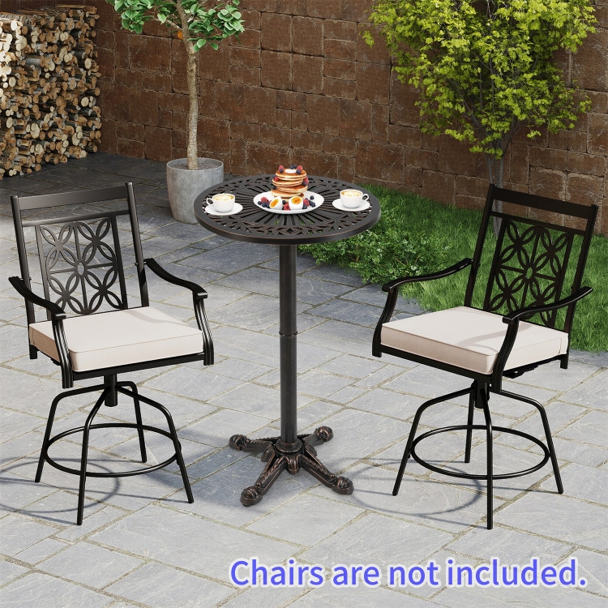 BABOOM Patio Bar Table for Garden Round Outdoor Bistro Table 24-in W x ...