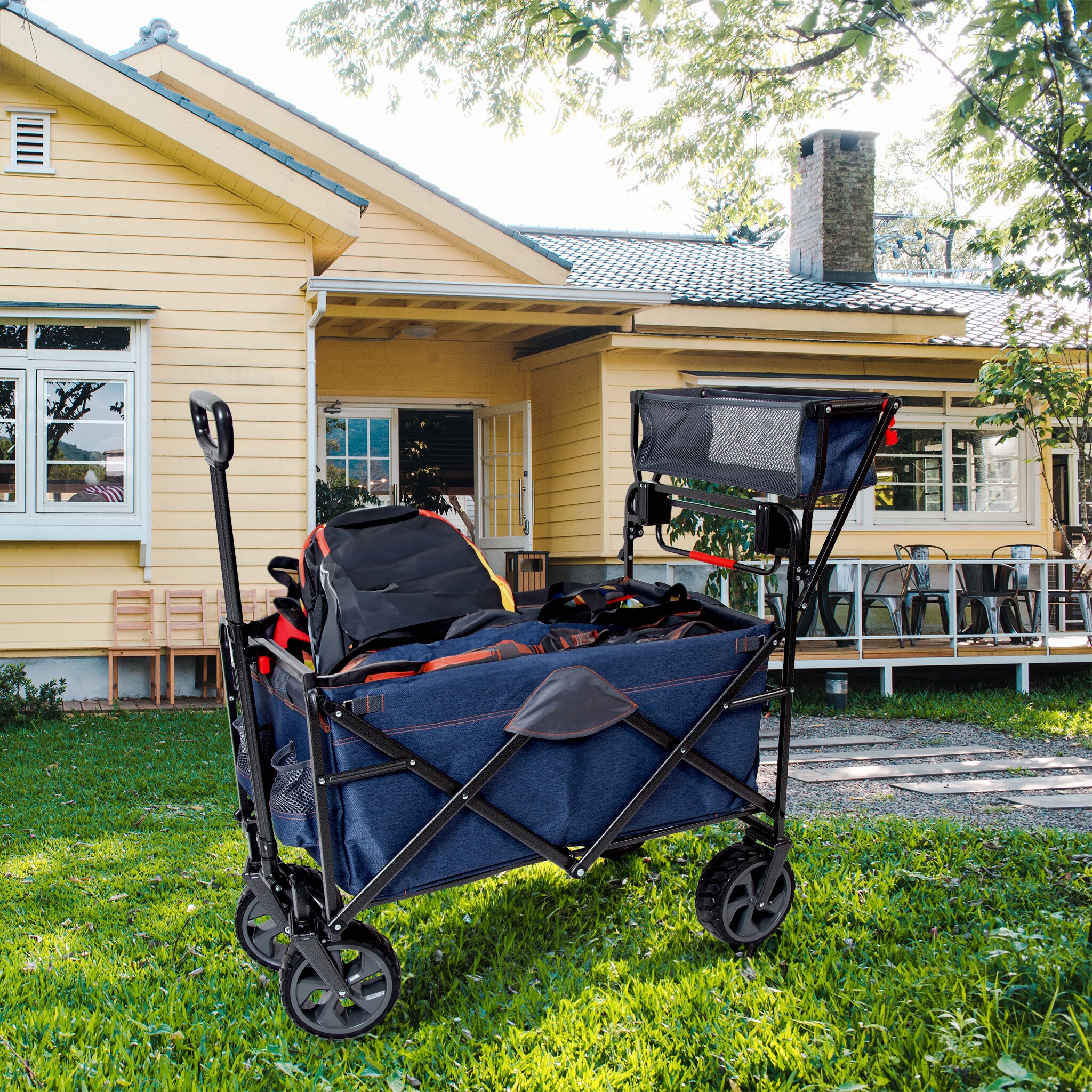 Mac Sports Collapsible Folding Heavy Duty Push Pull Utility Cart Wagon ...