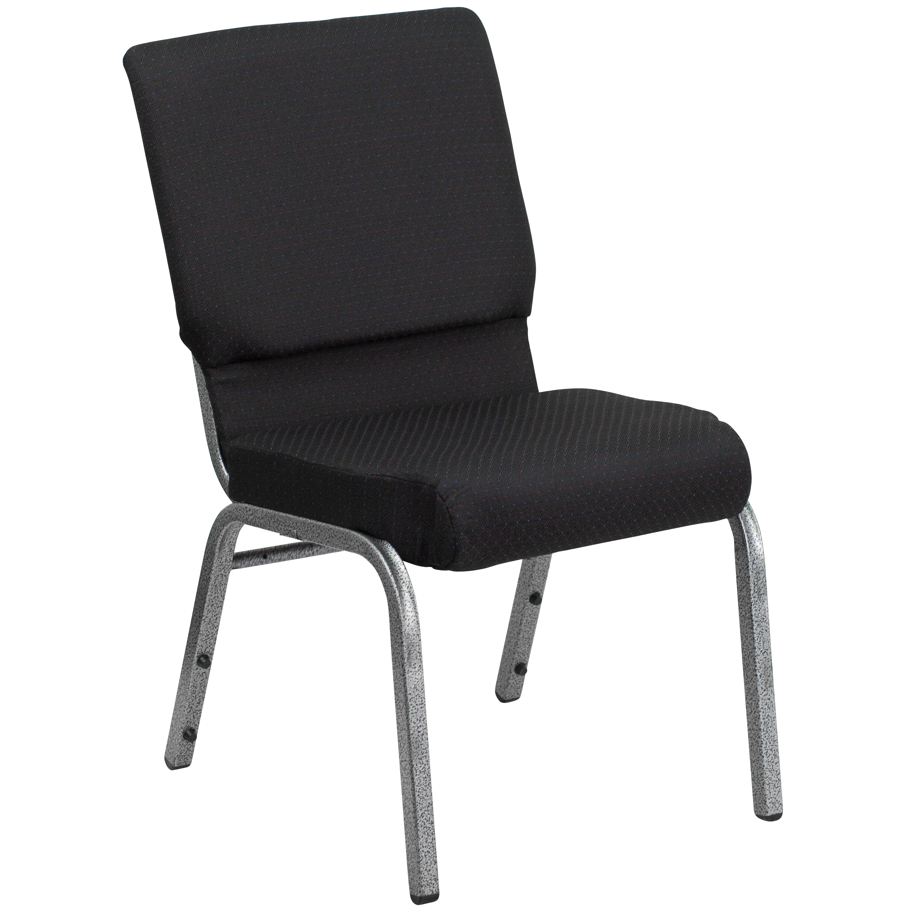 Emma + Oliver 18.5-in W Stack Church Chair; Black Patterned Fabric ...