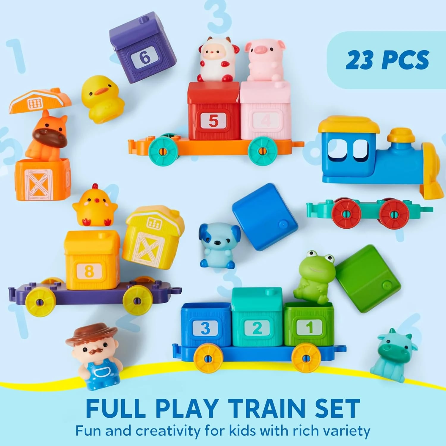 Joyfy Montessori Learning Toys Counting Matching Sorting Toy Train with ...