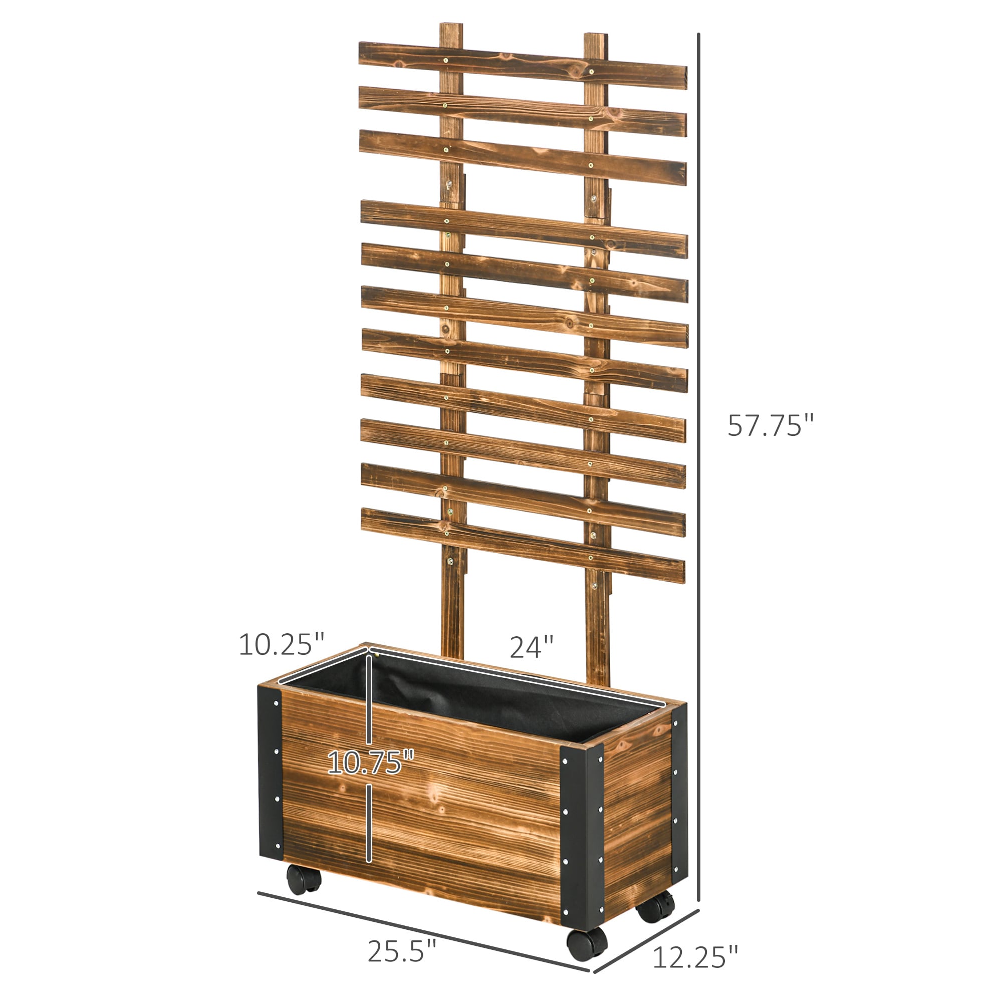 Outsunny 58in Wood Planter Box Ladder Trellis Mobile Outdoor Raised ...