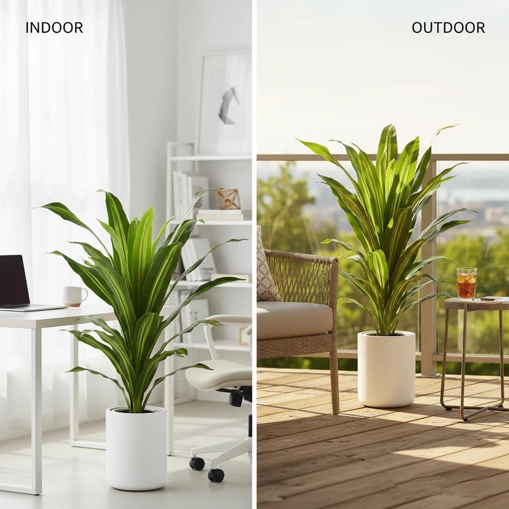 Garvee Artificial Dracaena with White Vintage Pot and Yellow Pebbles ...