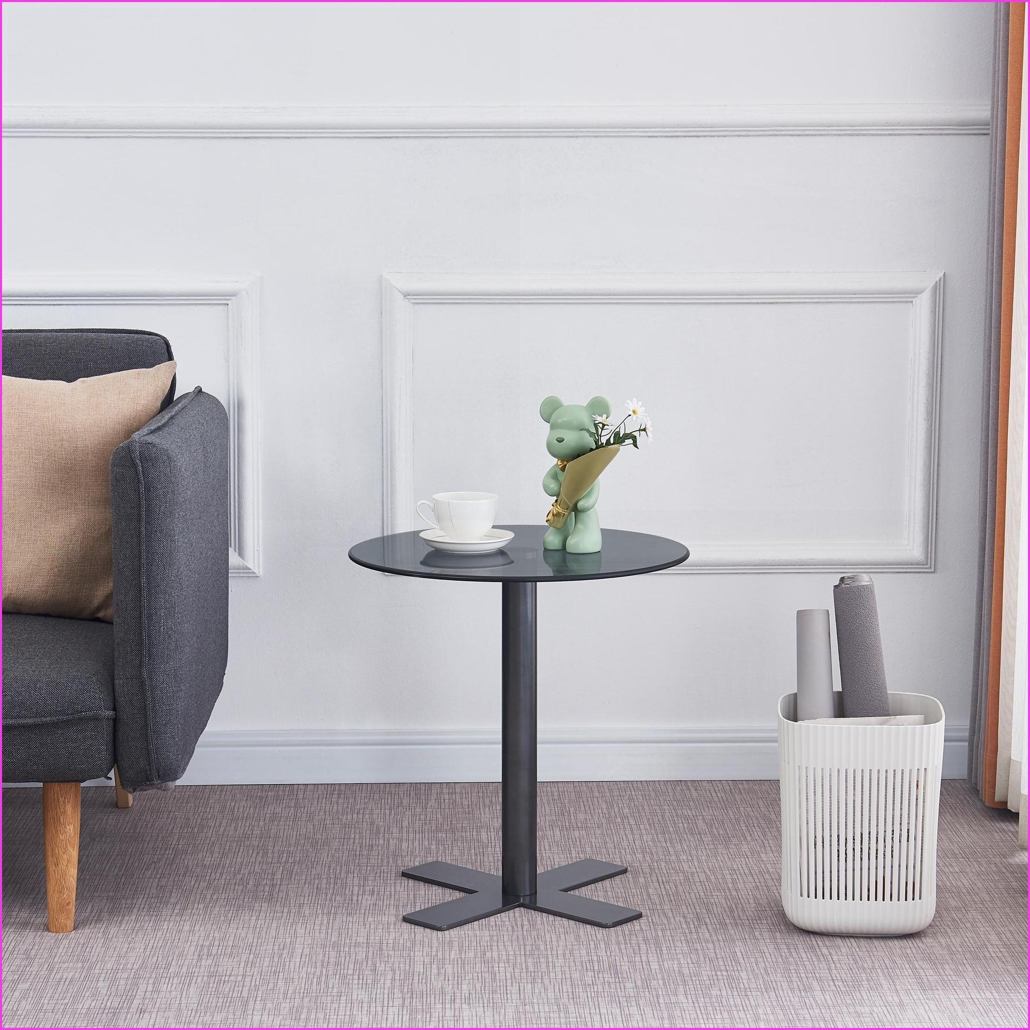 Watnature Black Tempered Glass Coffee Table with Black Metal Legs Space ...