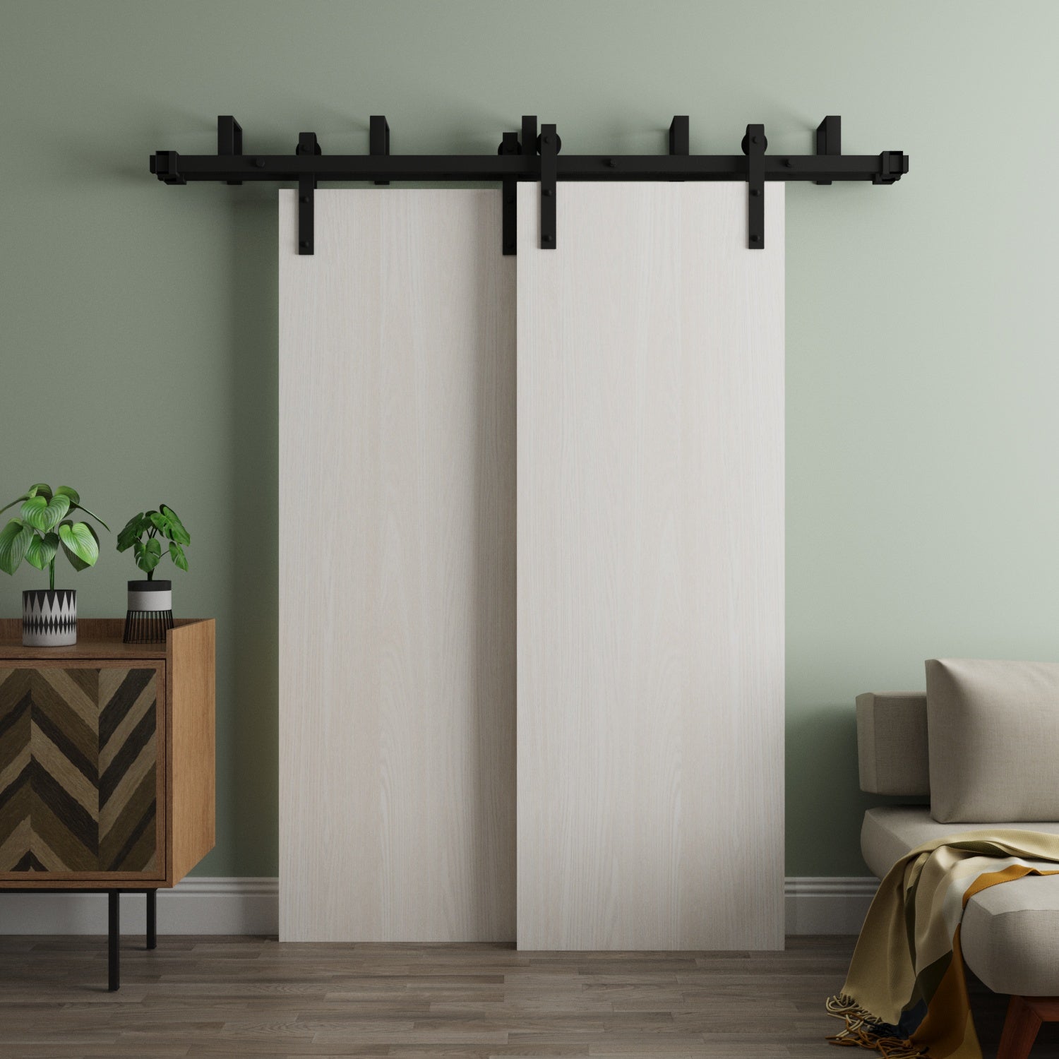 SARTODOORS Sliding Modern Barn Bypass Doors 84 x 96 in - LUNO 1003 Ash ...