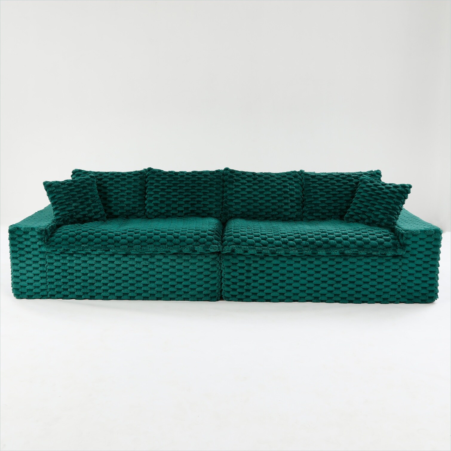 SunJet Turtle Velvet Convertible Sofa Sage Green 4-Seater 120 in Modern ...