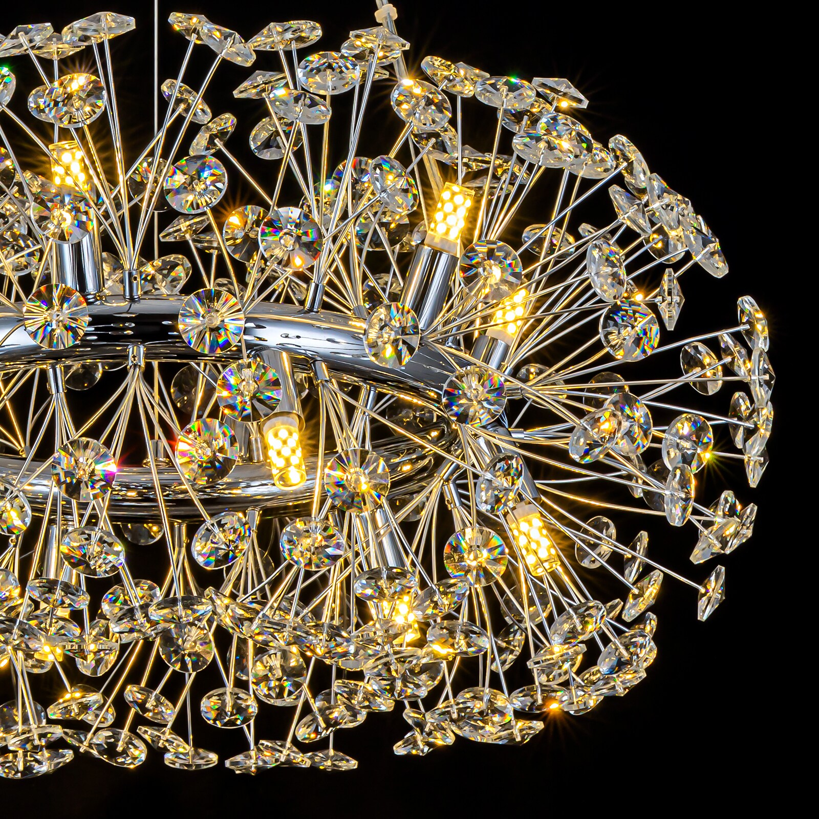 EDISLIVE Hajari 12-Light Chrome Glam Sputnik Led Large Hanging Pendant ...