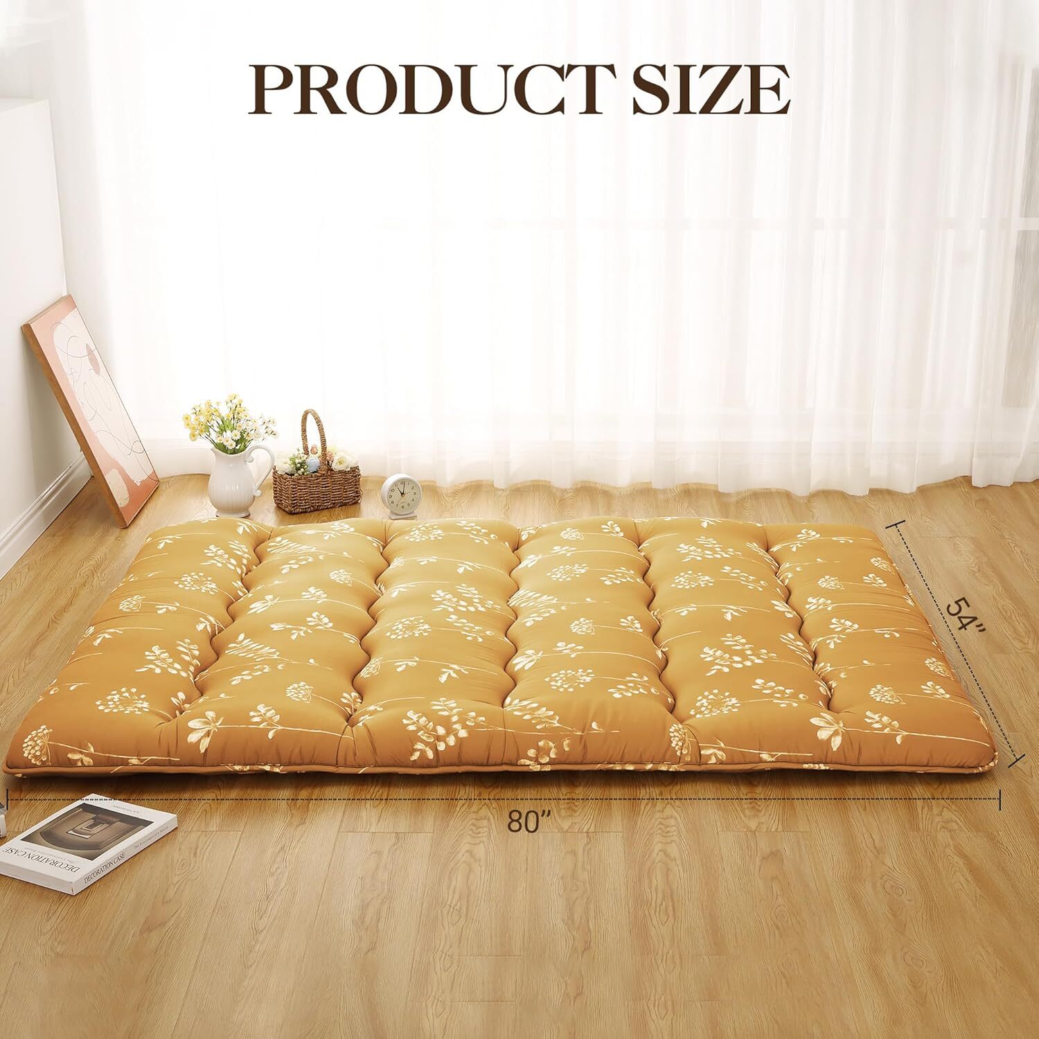 Garvee Full Size Futon Mattress Flowers Printed Japanese Style Floor ...