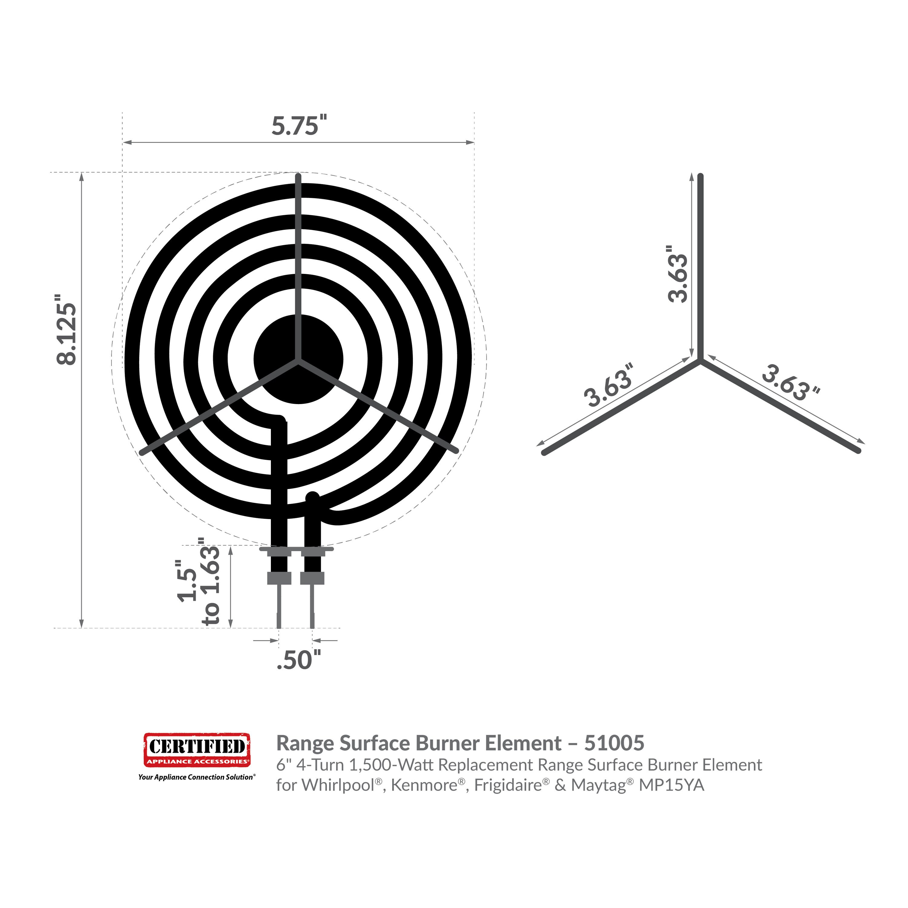 Certified Appliance Accessories Electric Range 6-in Heating Element ...