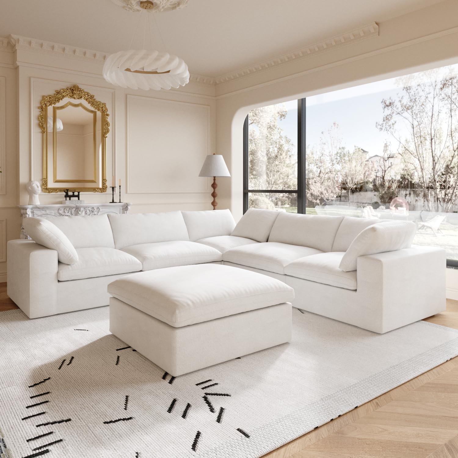 118-in Modern White Linen 5-seater Loveseat in the Couches, Sofas ...
