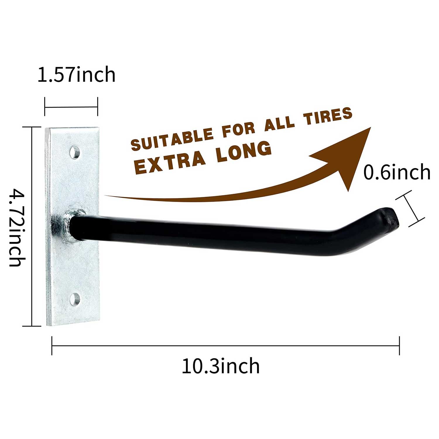 Afoxsos 4 Pack Steel Tire Wall Hooks 10 Inch Long Galvanized Garage ...
