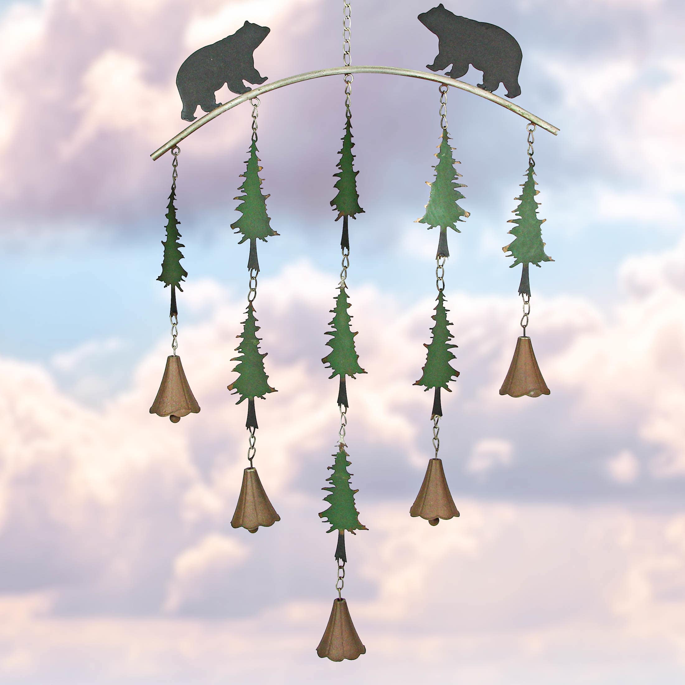 Mayrich Company Metal Black Bear Forest Wind Chime Mobile Outdoor ...