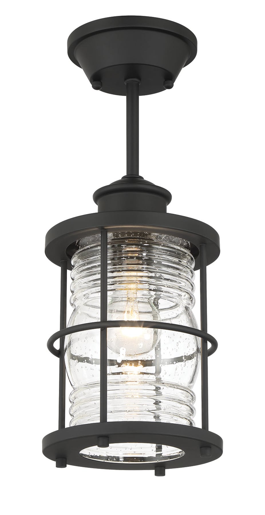allen + roth Kerner Black Modern/Contemporary Seeded Glass Cylinder Led ...