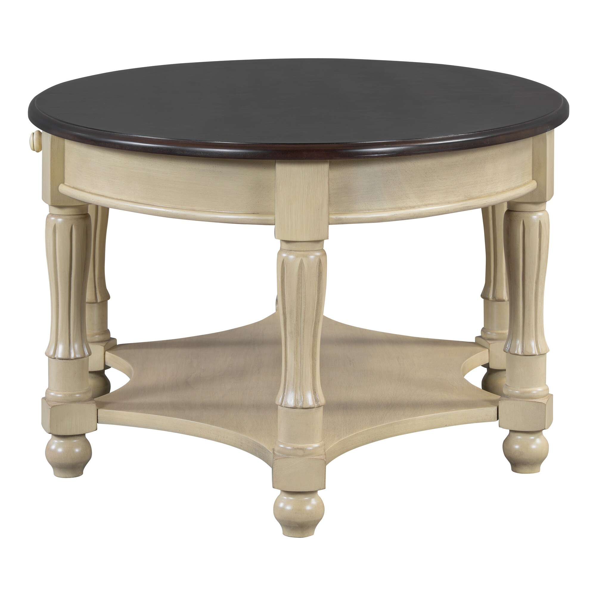 Qualler 45'' Vintage Oval Coffee Table Drawer Storage Shelf French ...