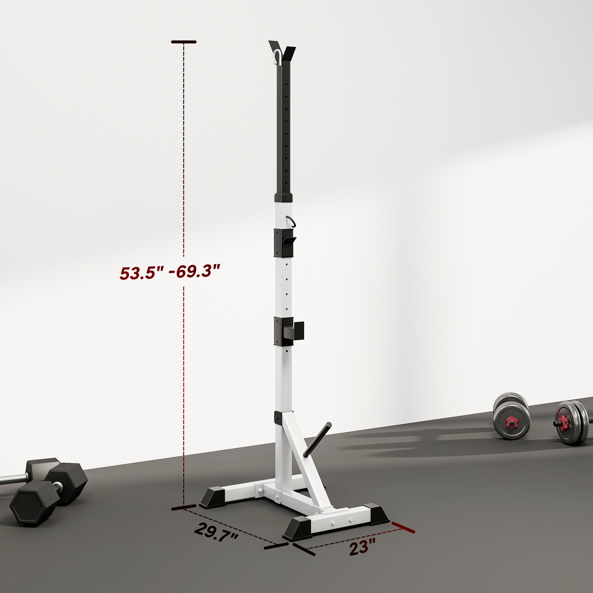 Soozier Pair of Adjustable Squat Rack Standard 53.5in69.25in Barbell ...