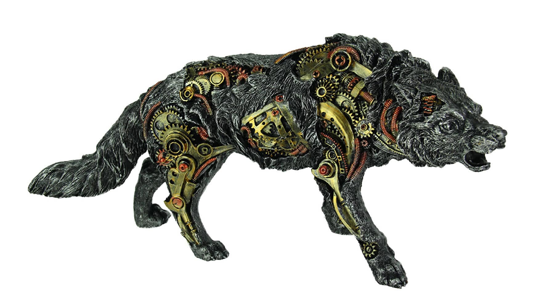 Things2Die4 Metallic Silver Finish Mechanical Steampunk Timber Wolf ...