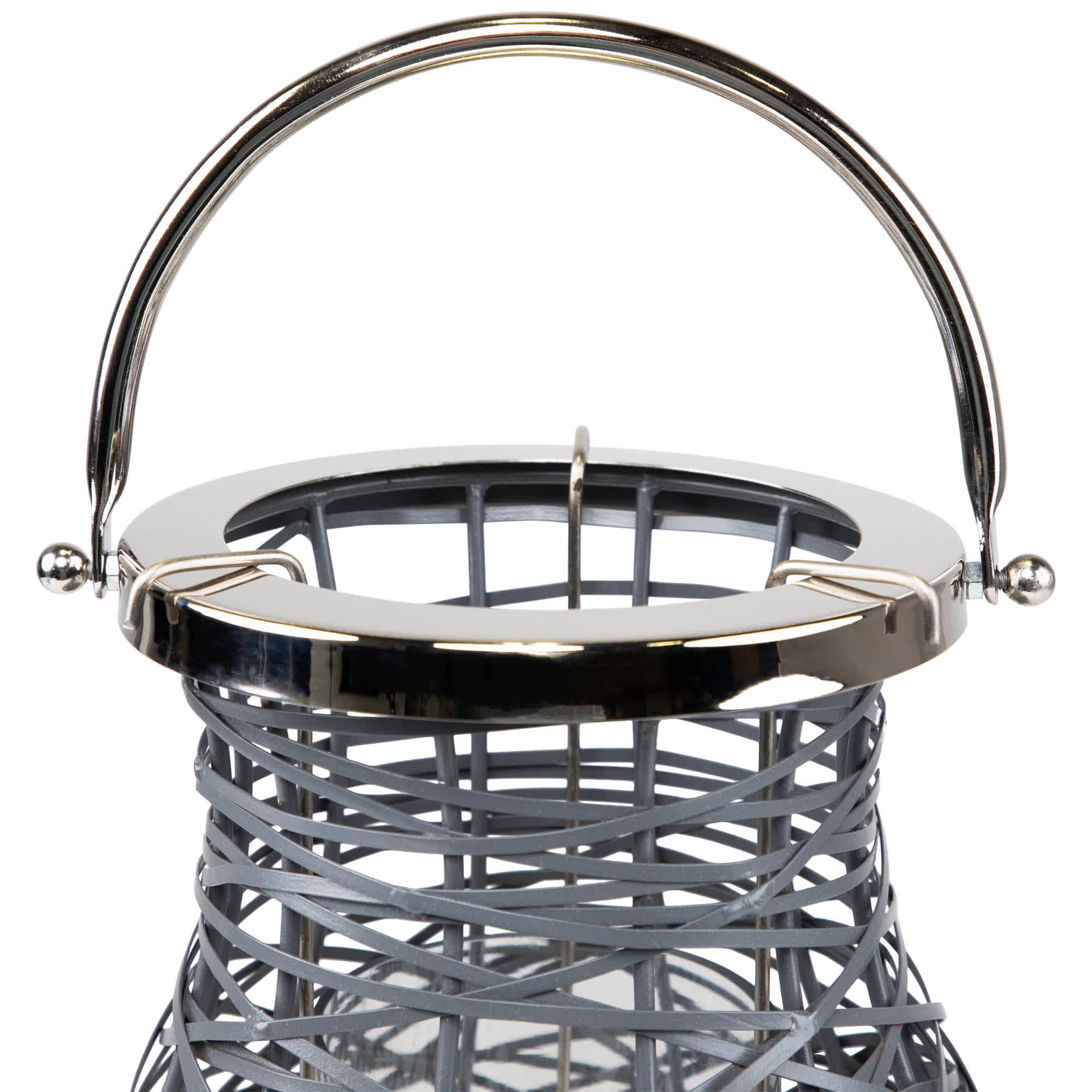 Northlight Woven Iron Pillar Candle Lantern with Glass Hurricane - 13.5 ...