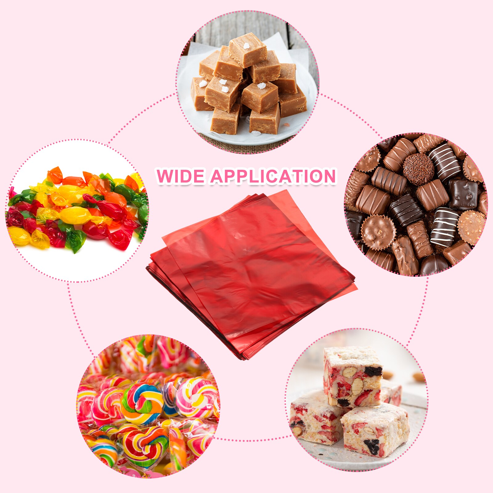 Unique Bargains 100pcs Candy Wrappers for Caramels 5 x 5 Inch Candy ...