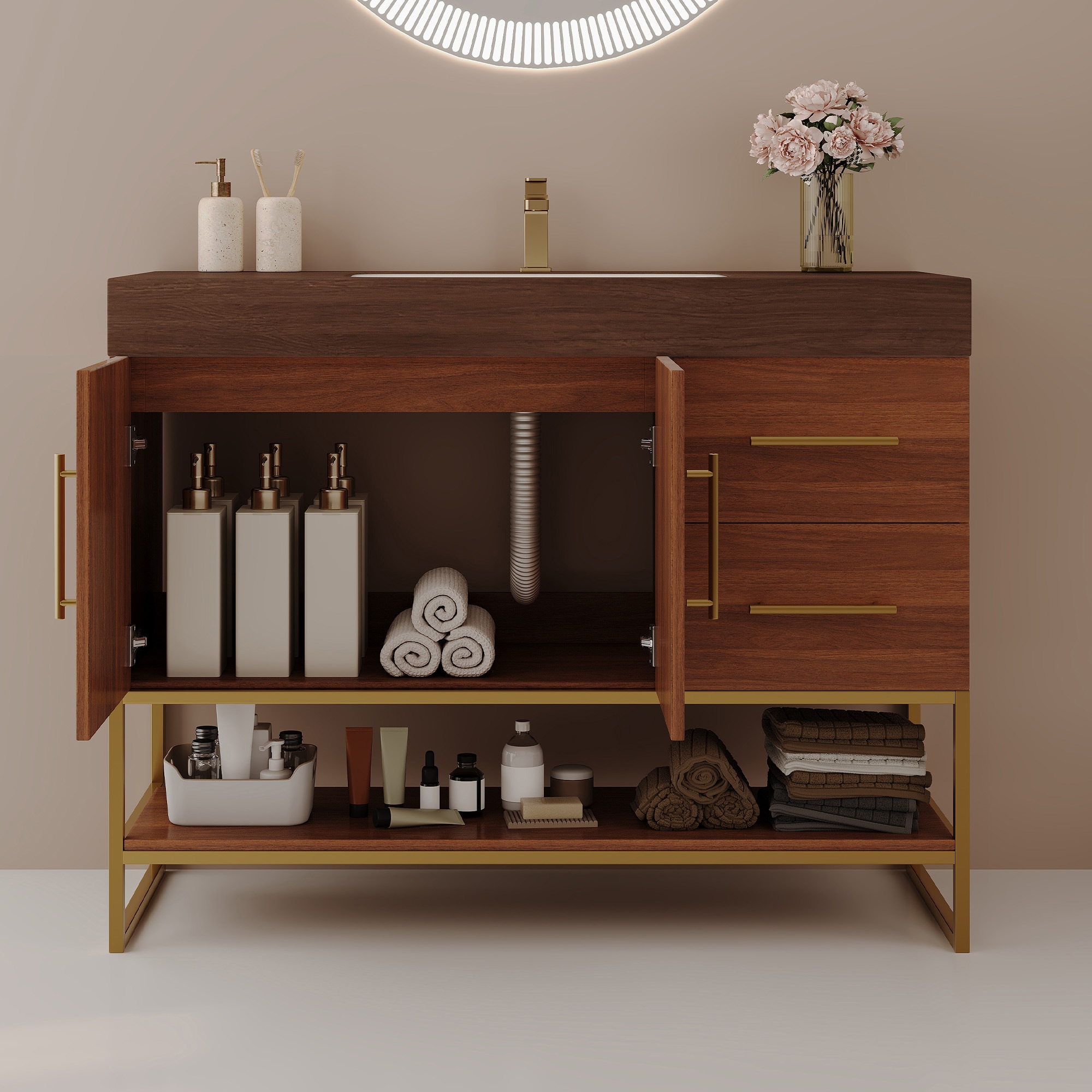 Vanityfus 36-in Modern Free-Standing Bathroom Vanity with Seamless ...