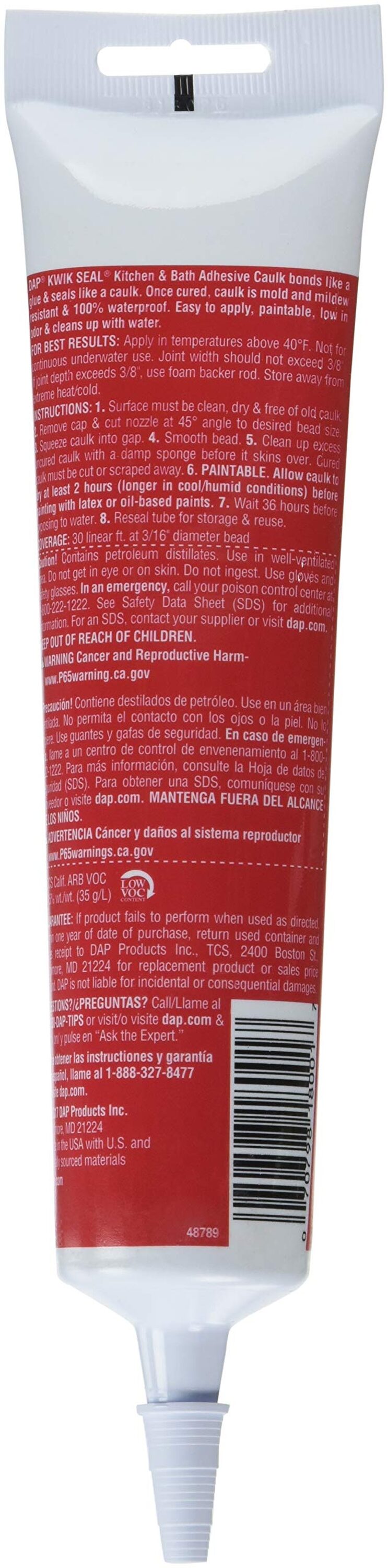 DAP Kwik Seal Kitchen and Bath Adhesive aulk White 5.5 oz Pack of 12 in ...