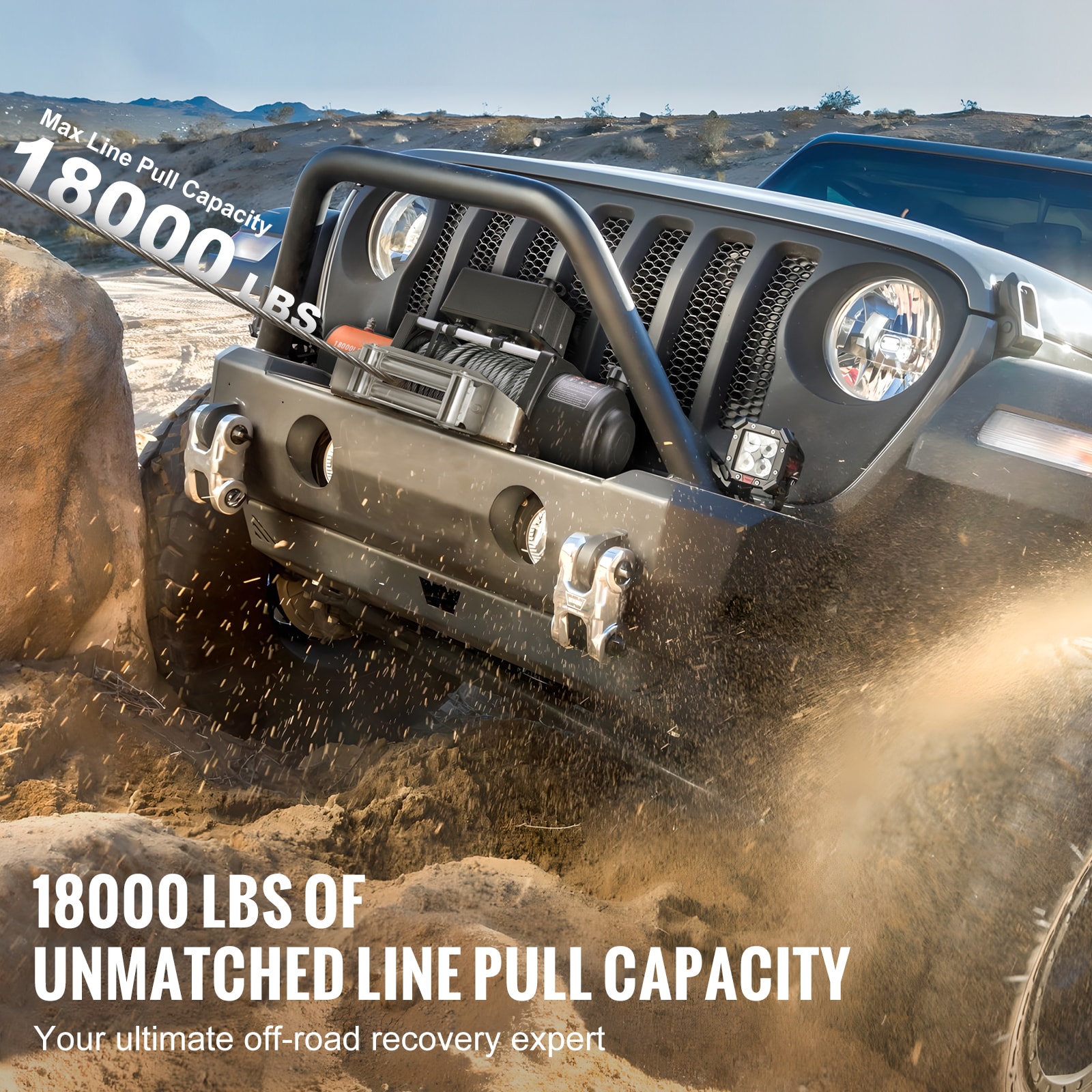VEVOR Electric Winch 18 000 lb 12V DC Truck Winch with diameter7/16 in ...