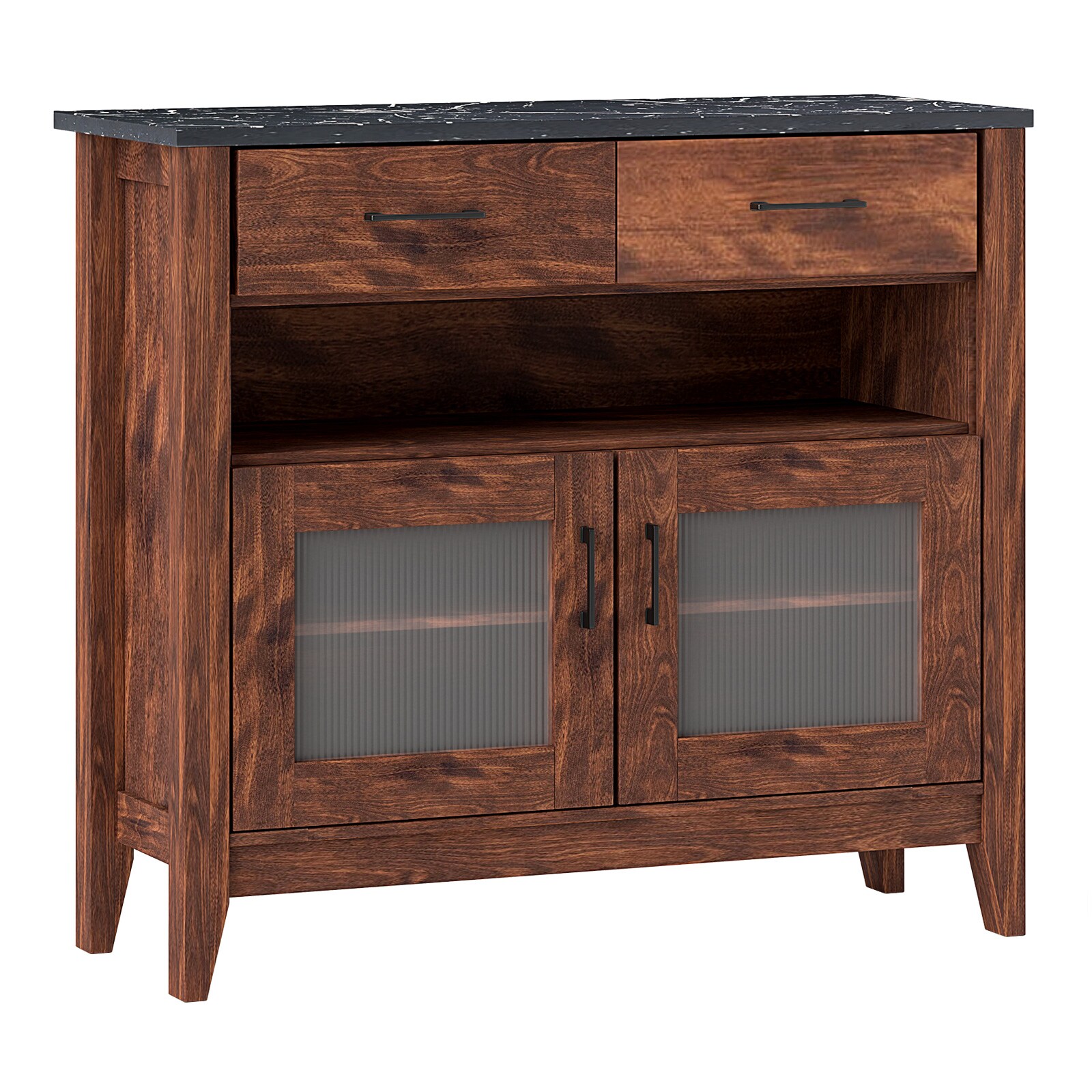 Volenca Faux Marble Top Buffet Sideboard with 2 Drawers Open Shelf 2 ...