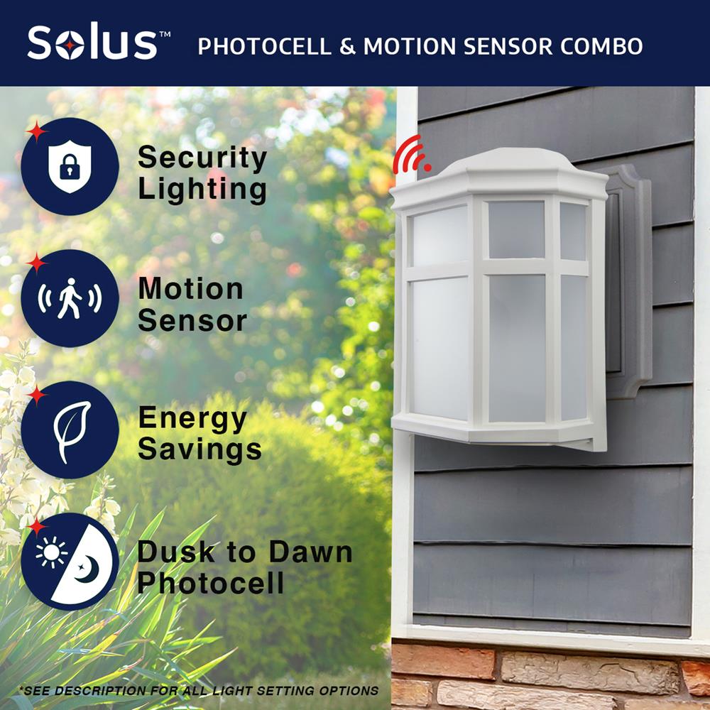 Solus Sedona 1 -Light 9.75-in H White Hardwired Motion Sensor Dusk to ...