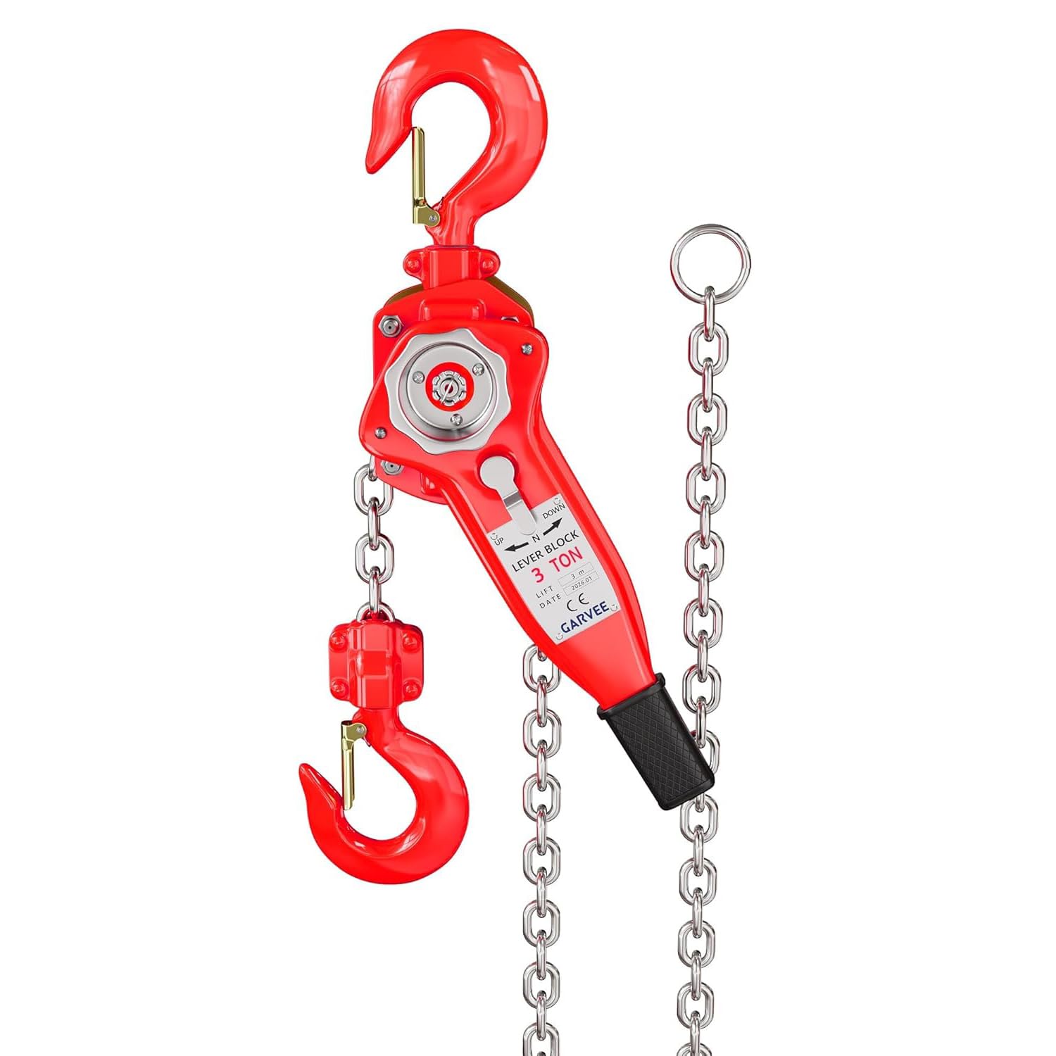 GAOMON Red Manual Lever Chain Hoist 3 Ton 6600 Lbs Capacity 10 Ft ...