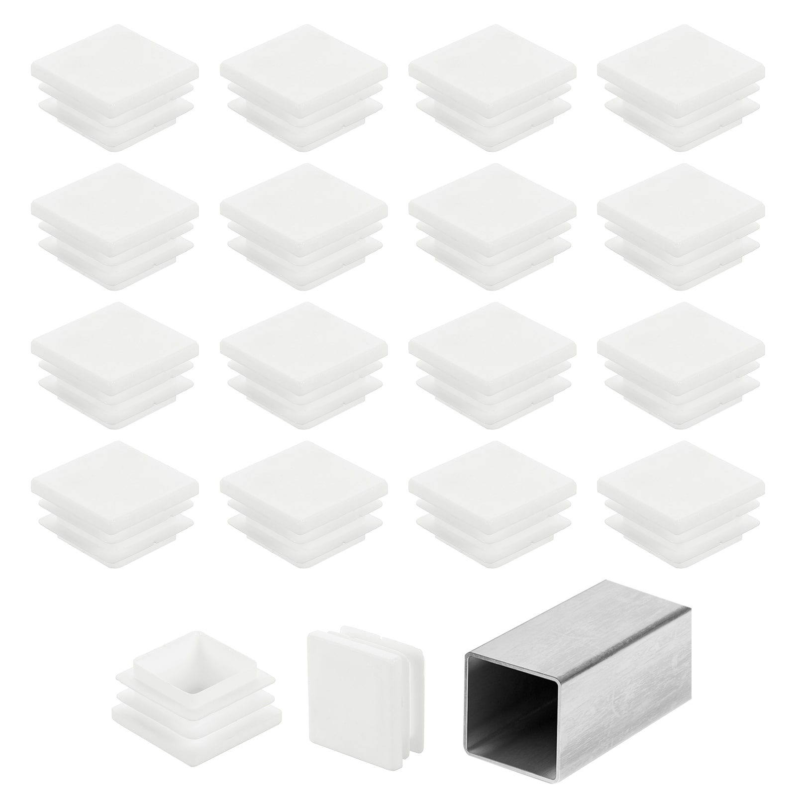 Unique Bargains 32pcs 1-1/4-Inch 32mm Square Tubing End Caps Plastic ...