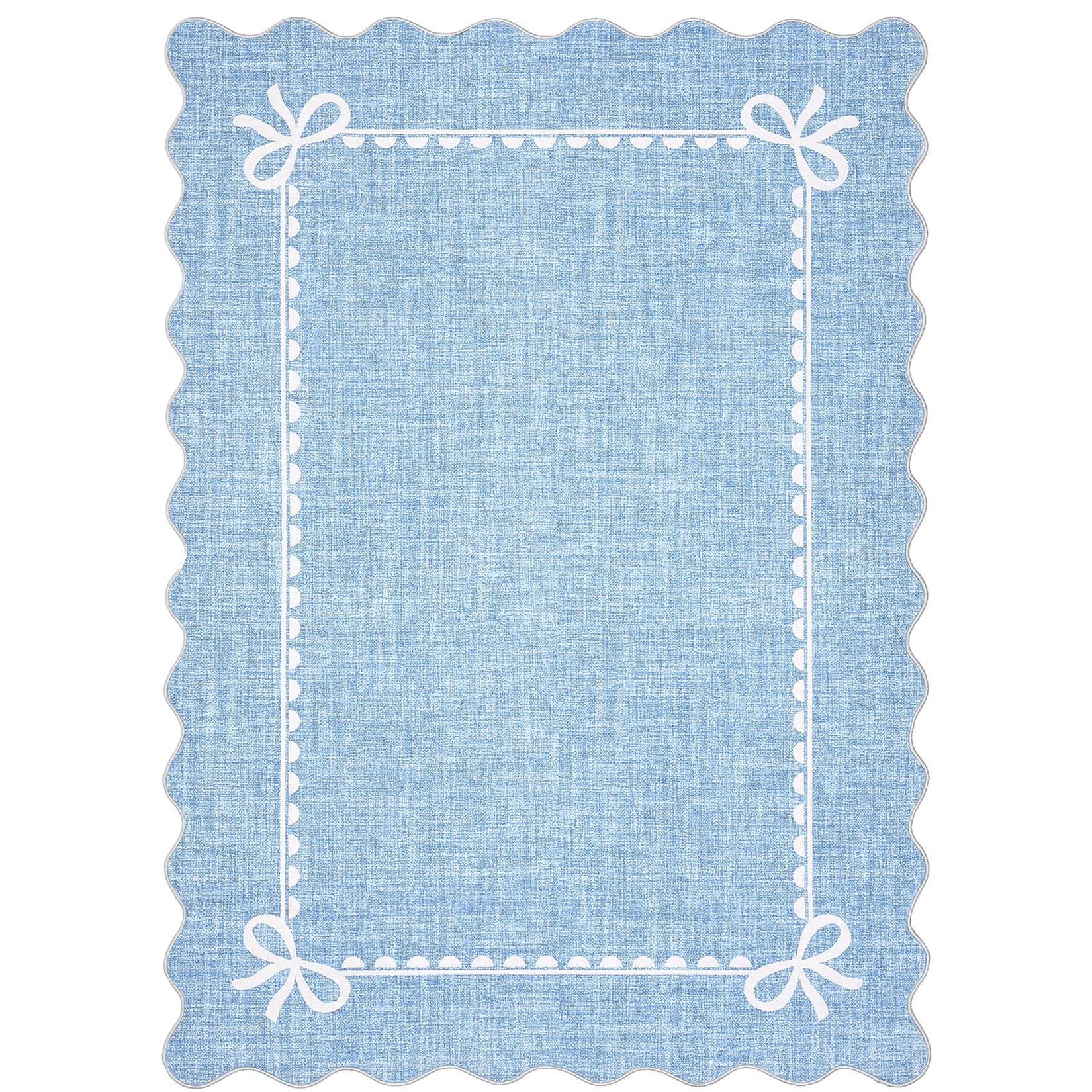 Garvee 4 x 6 ft Blue Machine Washable Indoor Modern Scalloped Soft Non ...