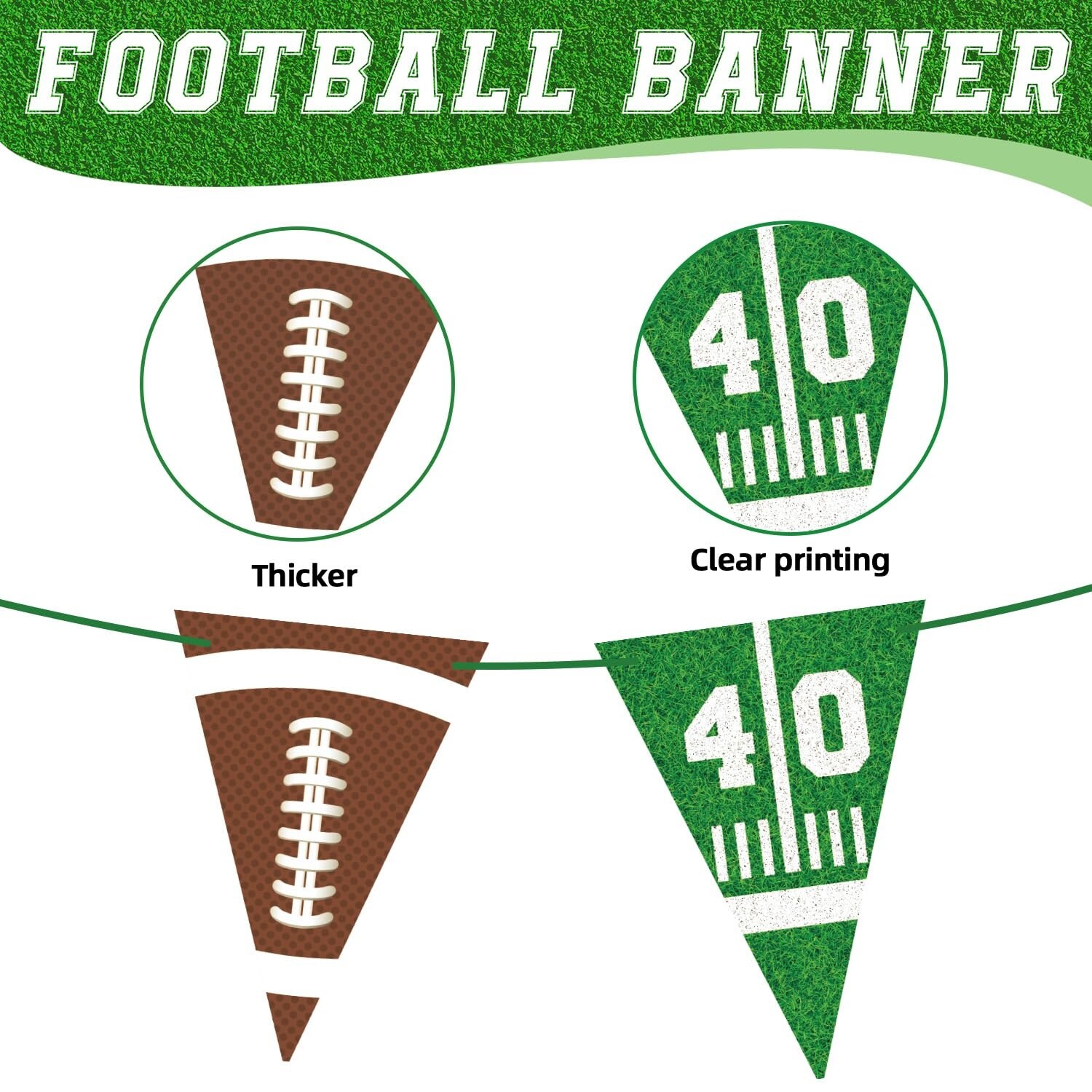 Anqtovp Football Party Banner Decorations 4 pack Prestrung Triangle ...