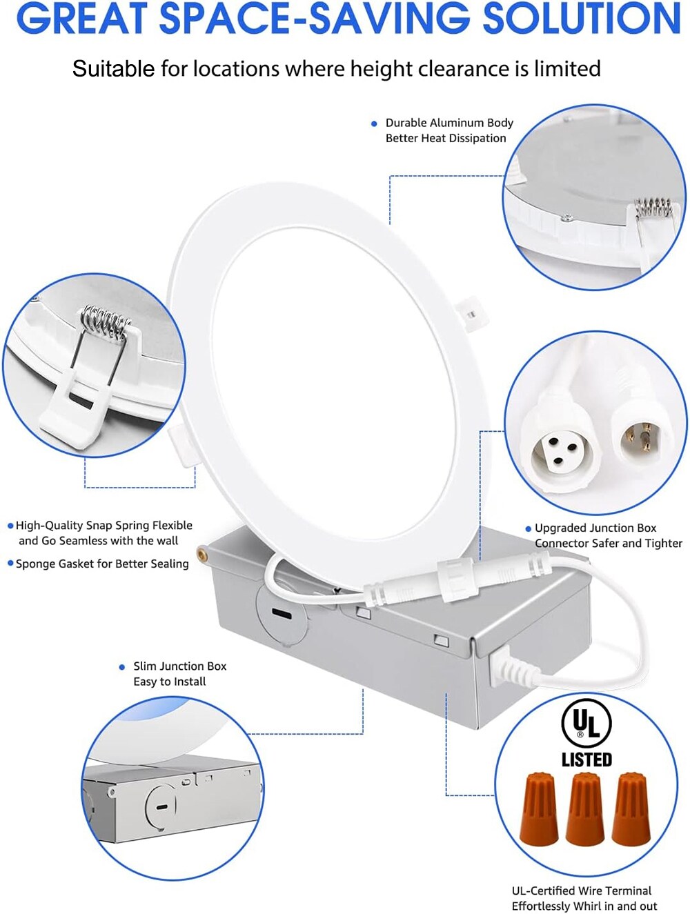 Energetic Lighting E2DL White 6-in 1050 -Lumens Daylight Round Dimmable ...