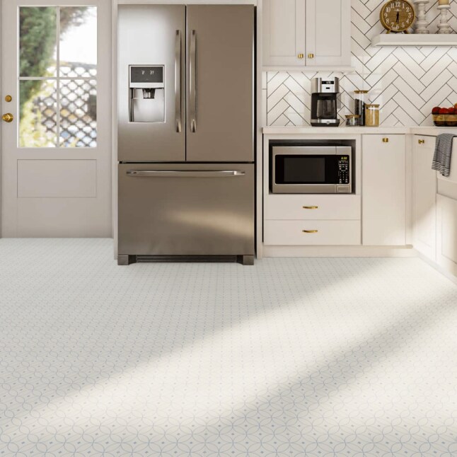 Emser Geometry Blue 10-in x 10-in Matte Porcelain Patterned Floor and ...