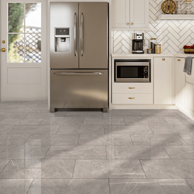 The Tile Life Opera Pearl 12-in x 24-in Glossy Porcelain Marble Look ...