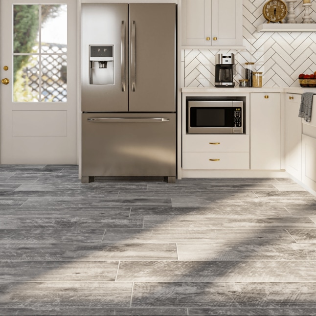 DELLA TORRE (Sample) Kinabalu Black 8-in x 8-in Glazed Porcelain Wood ...